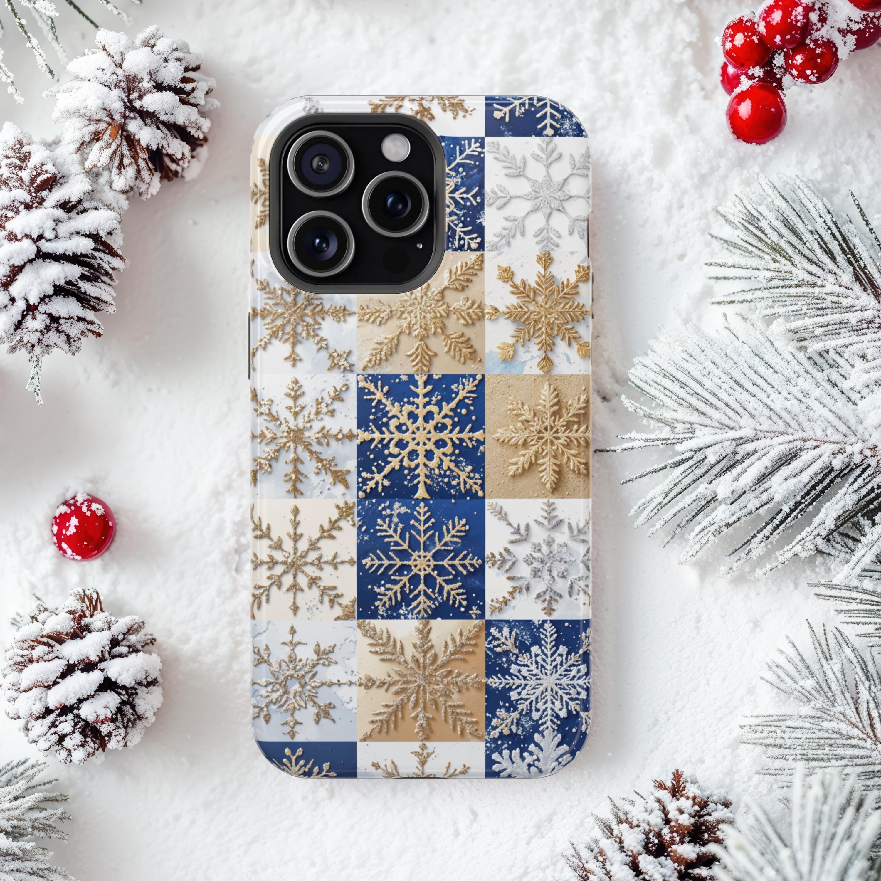 Elegant Snowflake Phone Case Winter Holiday Theme for iPhone 17 through ...