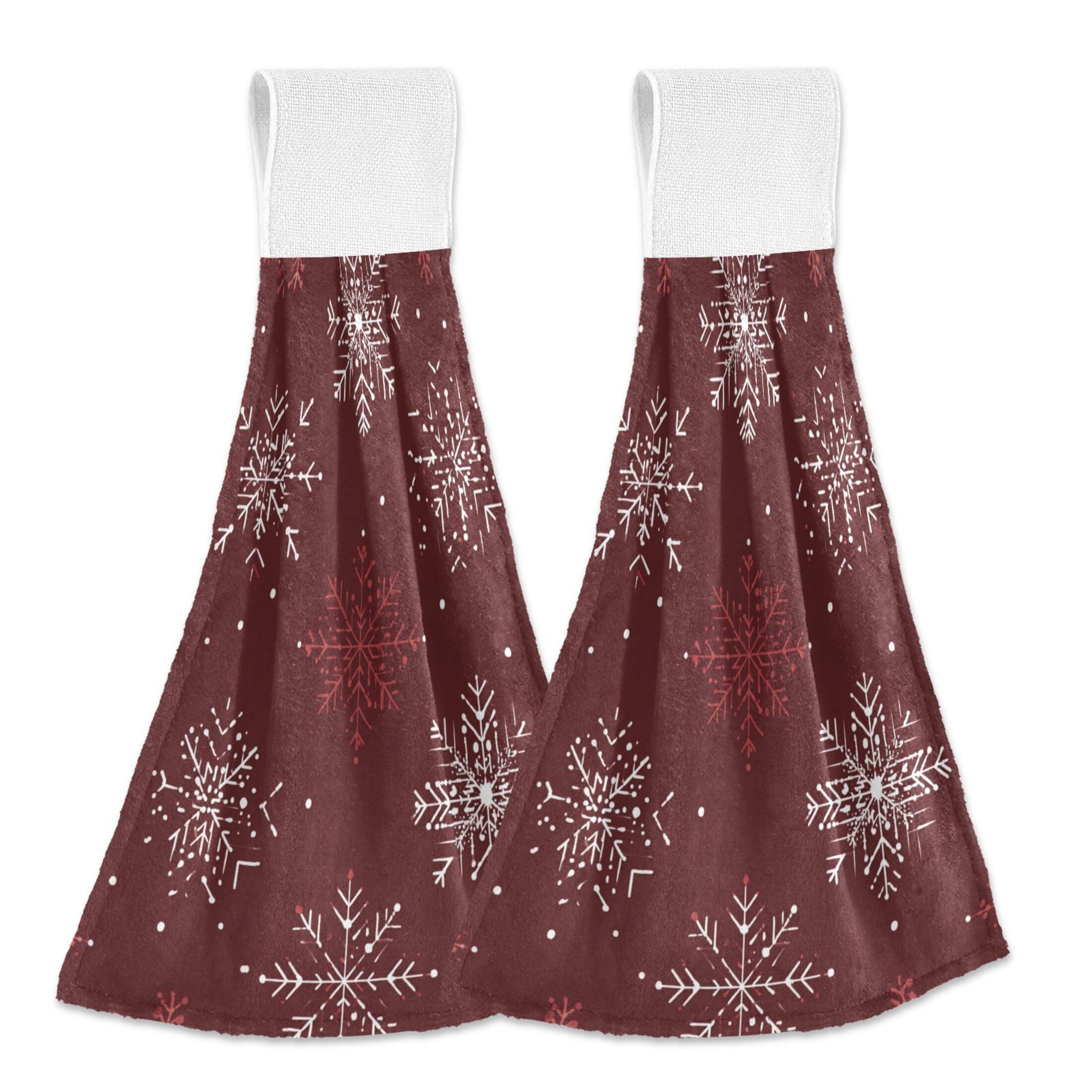 Elegant Snowflakes Christmas Hanging Towels with Loop Hand Towels Nylon ...