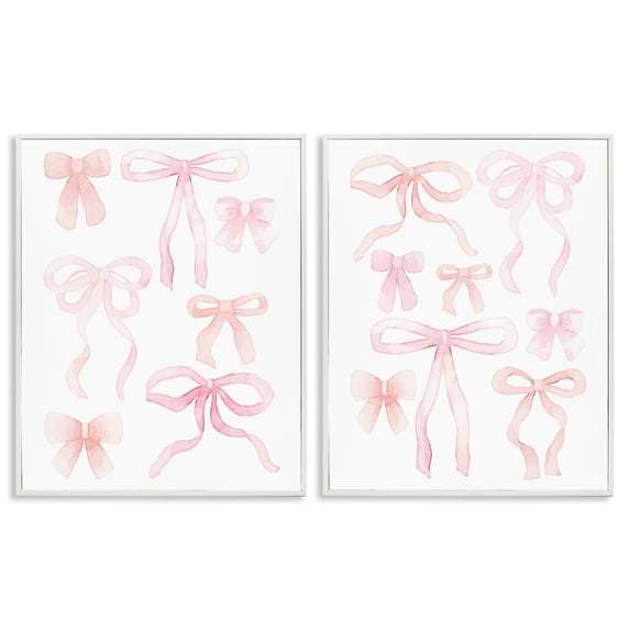 Elegant & Soft Bows 2 Piece White Framed Giclee Art Set, design by Kim ...