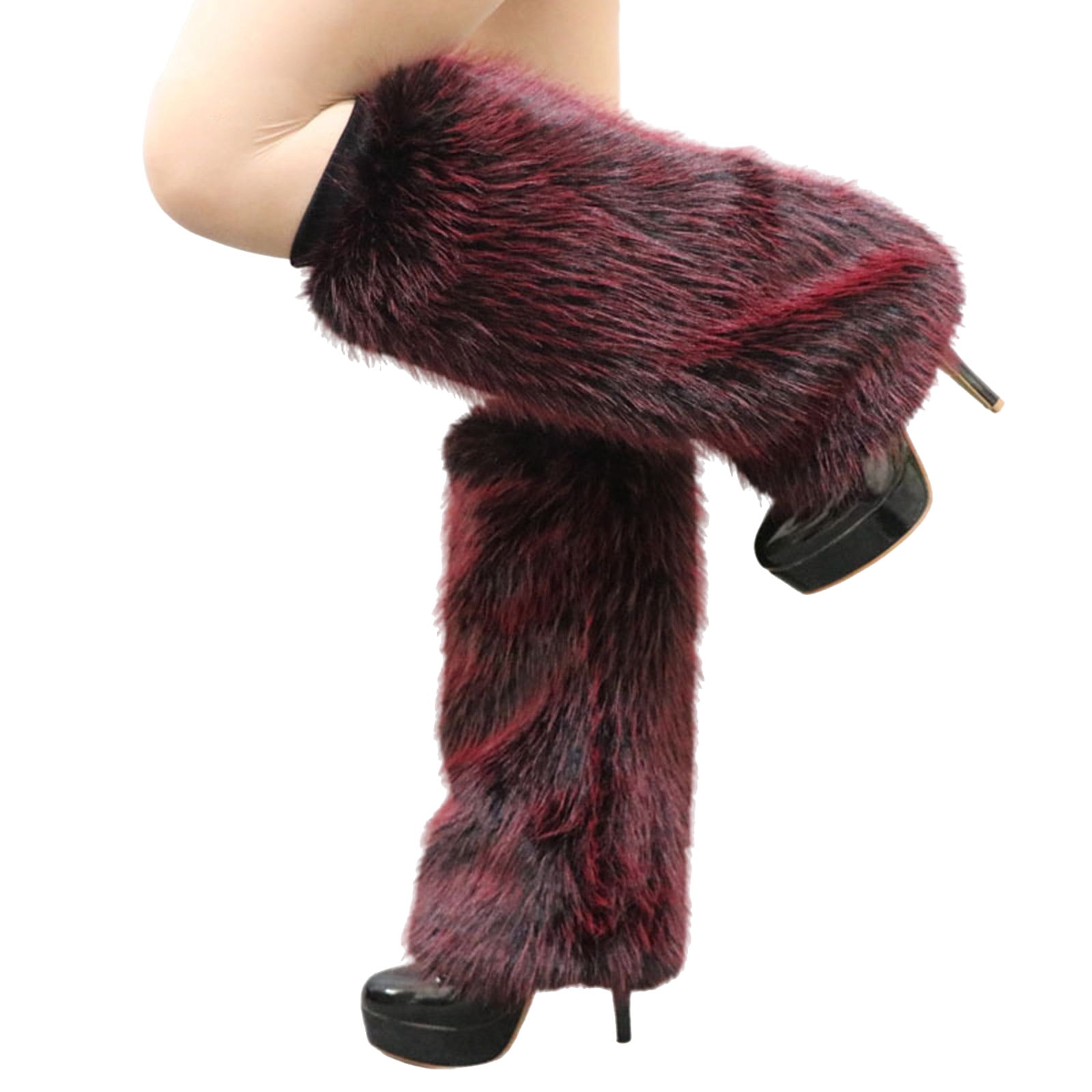 Elegant Soft Furry Leg Warmers Winter Accessory for Women Thermal Warm ...