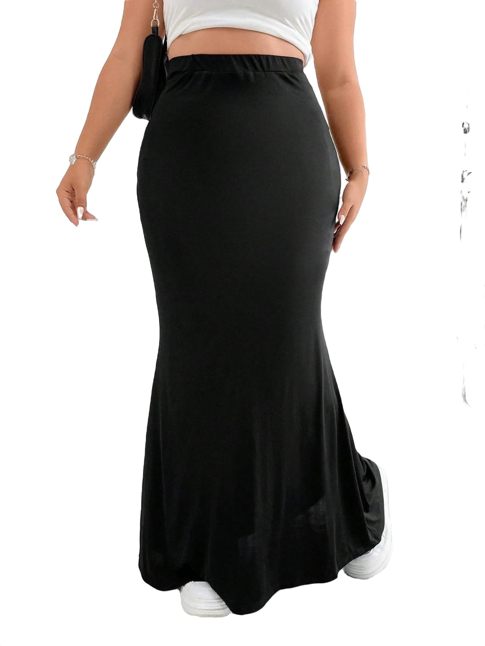 Elegant Solid Black Plus Size Skirts - Walmart.com