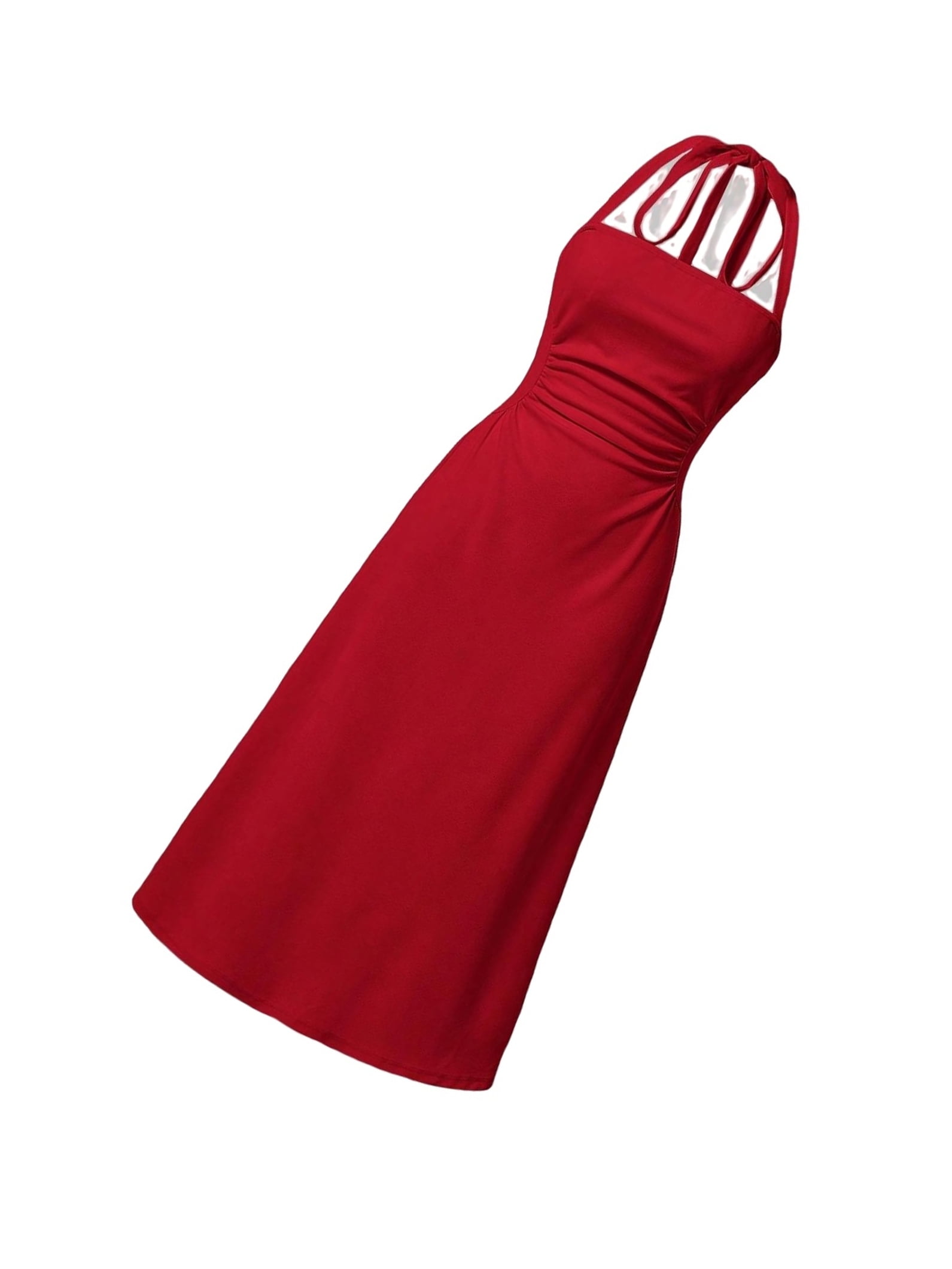 Elegant Solid Cami Halter Red Women Dresses - Walmart.com