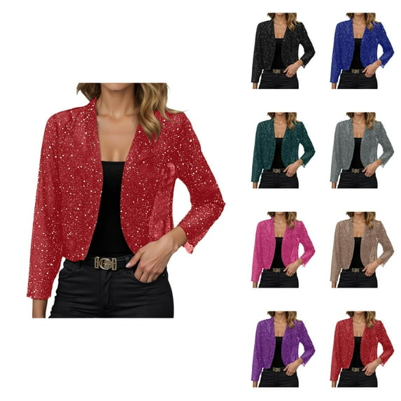 Elegant Solid Color Lightweight Shiny Front-Open Long Sleeve Casual ...