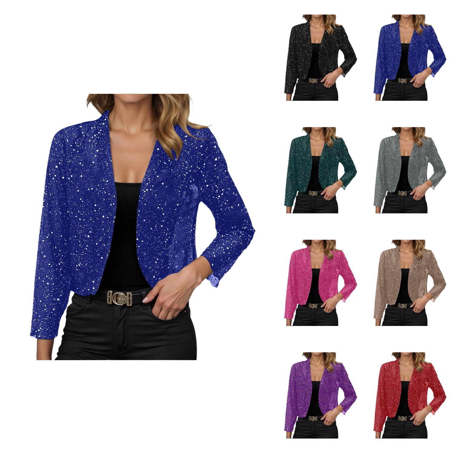 Elegant Solid Color Lightweight Shiny Front-Open Long Sleeve Casual ...