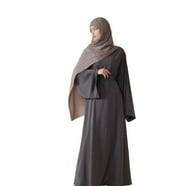 jsaierl Womens Muslim Open Front Chiffon Maxi Cardigan Abaya Robe Kaftan Loose Dress Head Wrap ...