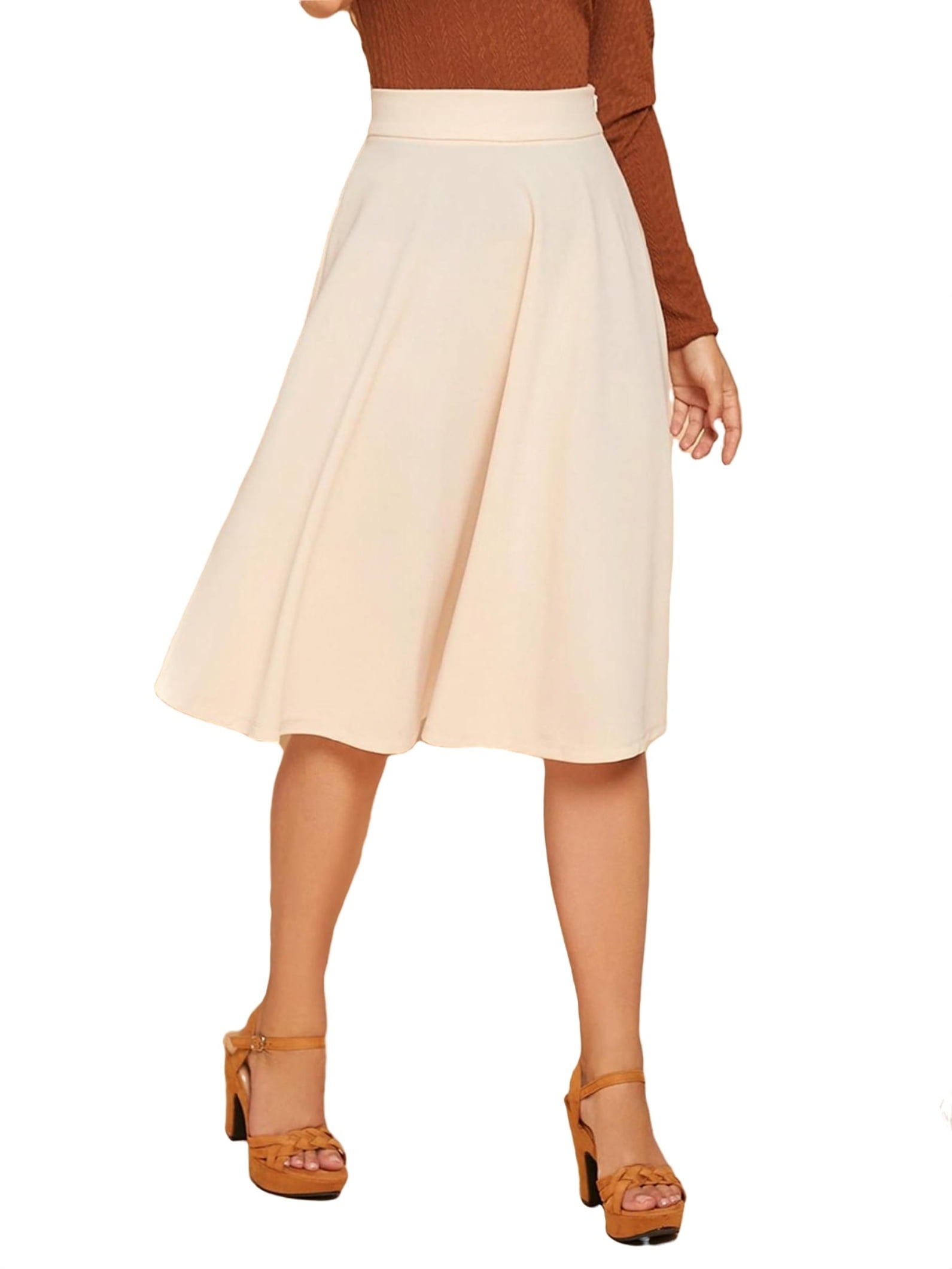 Elegant Solid Flared Skirts Apricot Women Skirts - Walmart.com