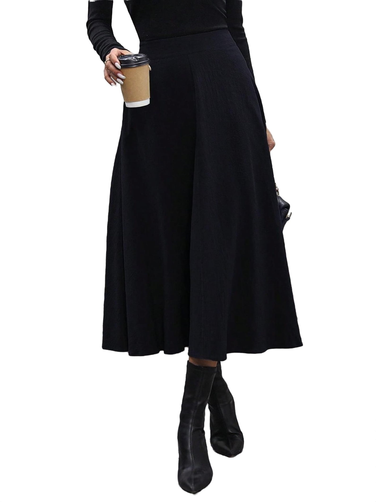 Elegant Solid Flared Skirts Black Women Skirts - Walmart.com