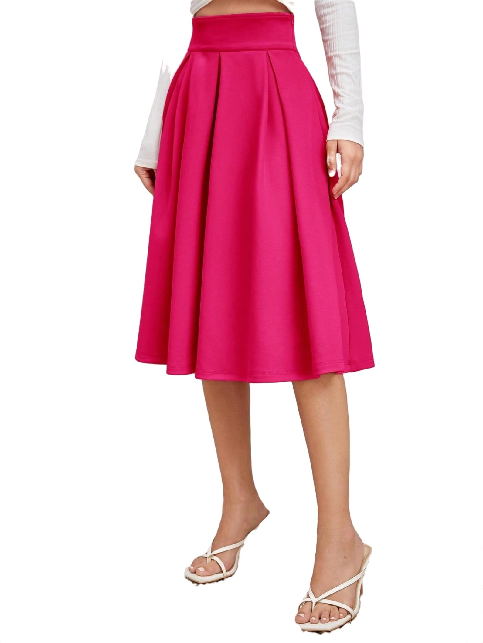 Elegant Solid Flared Skirts Hot Pink Women Skirts - Walmart.com