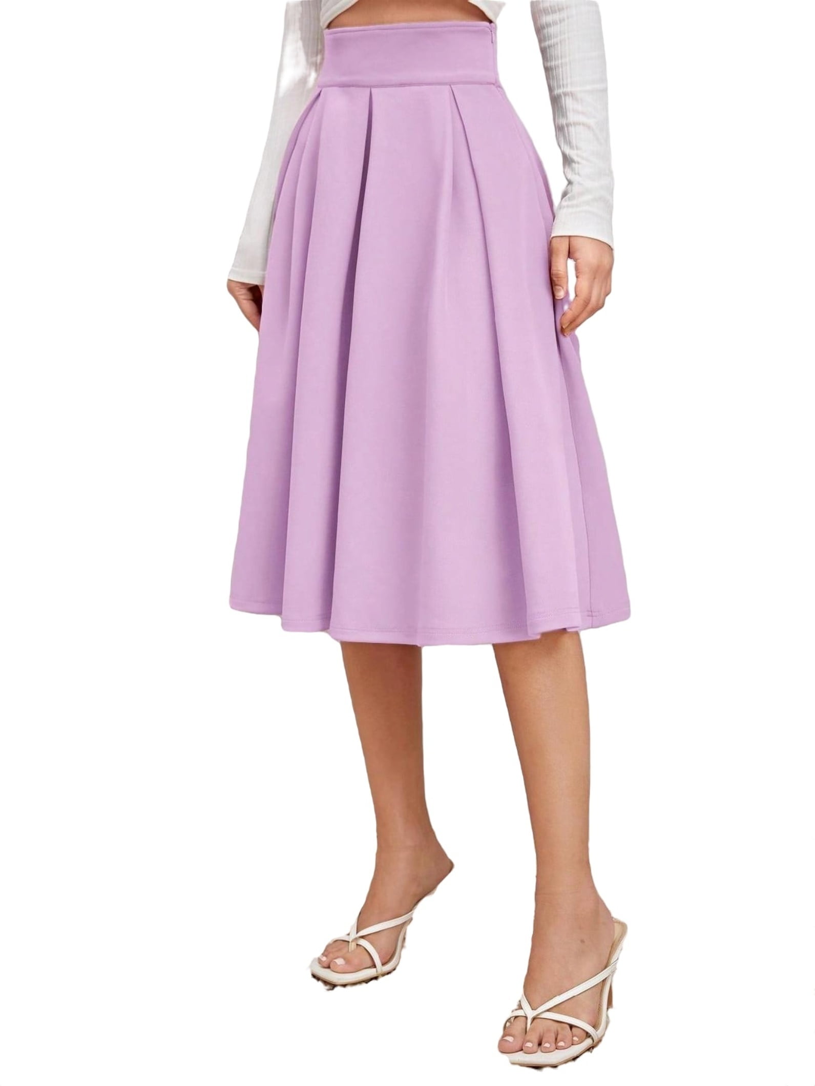 Elegant Solid Flared Skirts Lilac Purple Women Skirts - Walmart.com