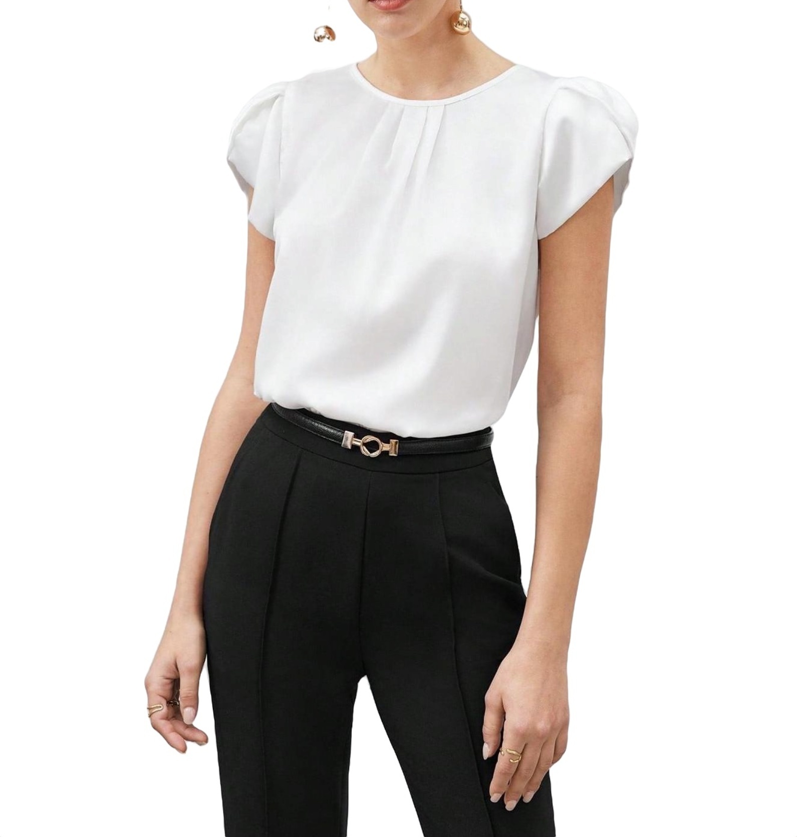Elegant Solid Round Neck Shirt Sleeveless White Women Blouses (Women's) - Walmart.com
