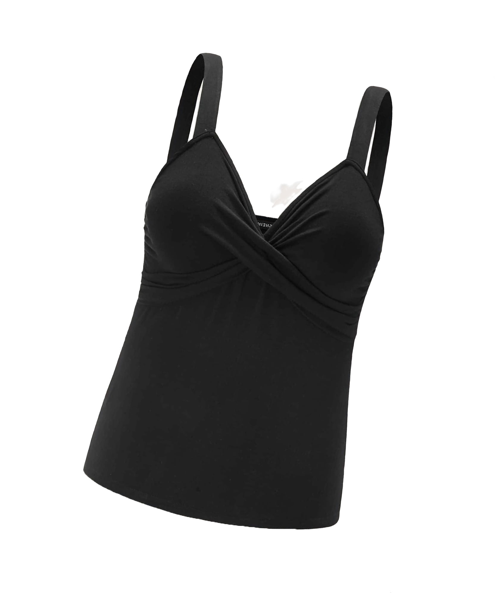 Elegant Solid Straps Wide Strap Black Plus Size Tank Tops And Camis