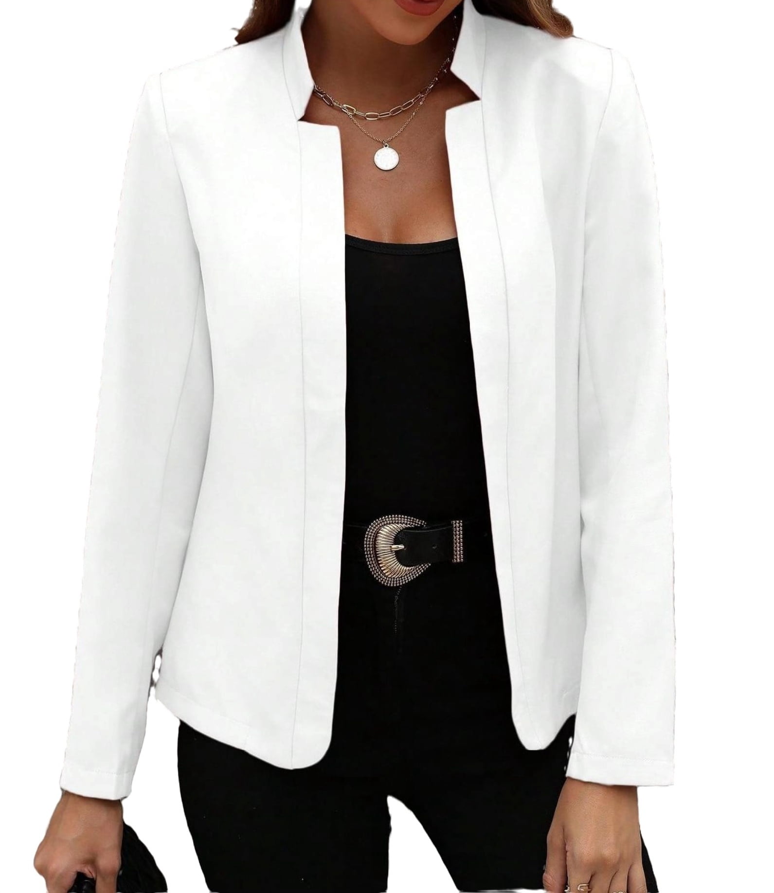 Elegant Solid White Women Blazers - Walmart.com