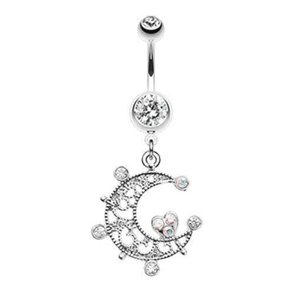 Elegant Sparkle Moon Belly Button Ring - Walmart.com