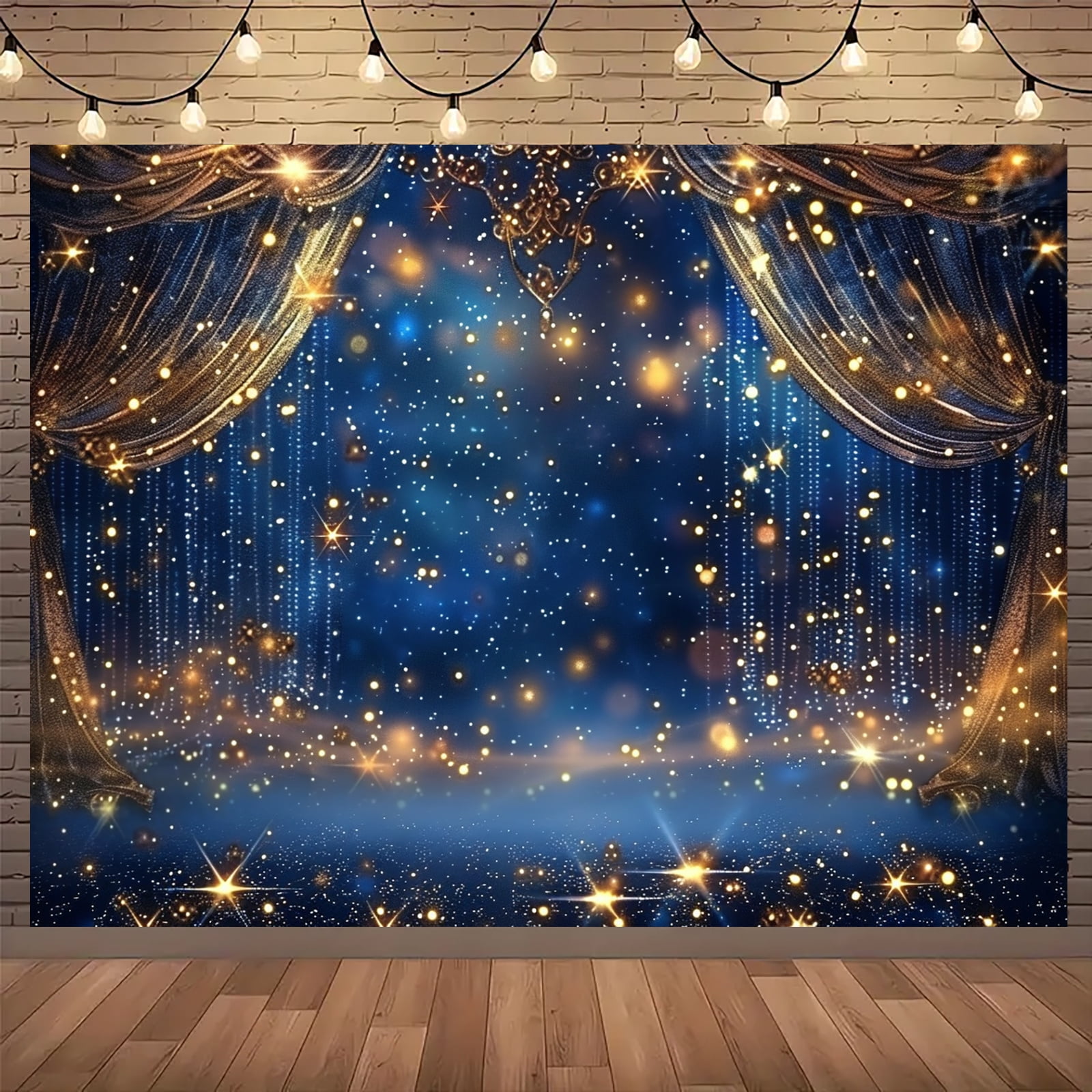 Elegant Sparkle, Royal Blue & Golden Party Backdrop - Versatile ...