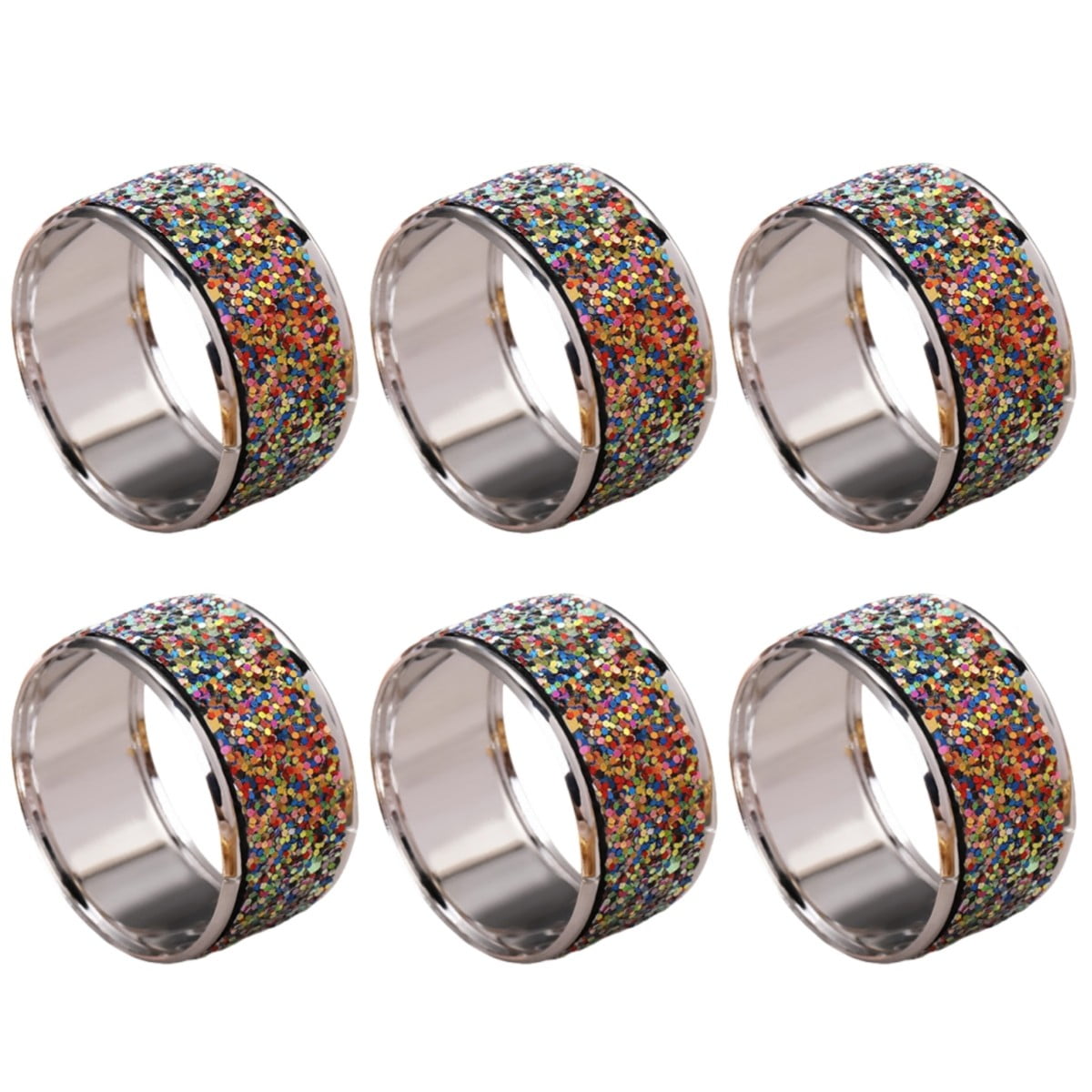 Elegant Sparkling Napkin Rings Set of 6 Alloy Rhinestone Holders for ...