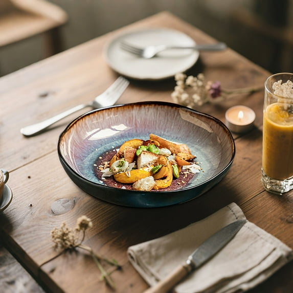 Elegant Speckled Glaze Ceramic Dinnerware Set with Irregular Deep ...