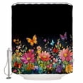 Elegant Spring Floral Bathroom Shower Curtains with 12 Hooks Polyester ...