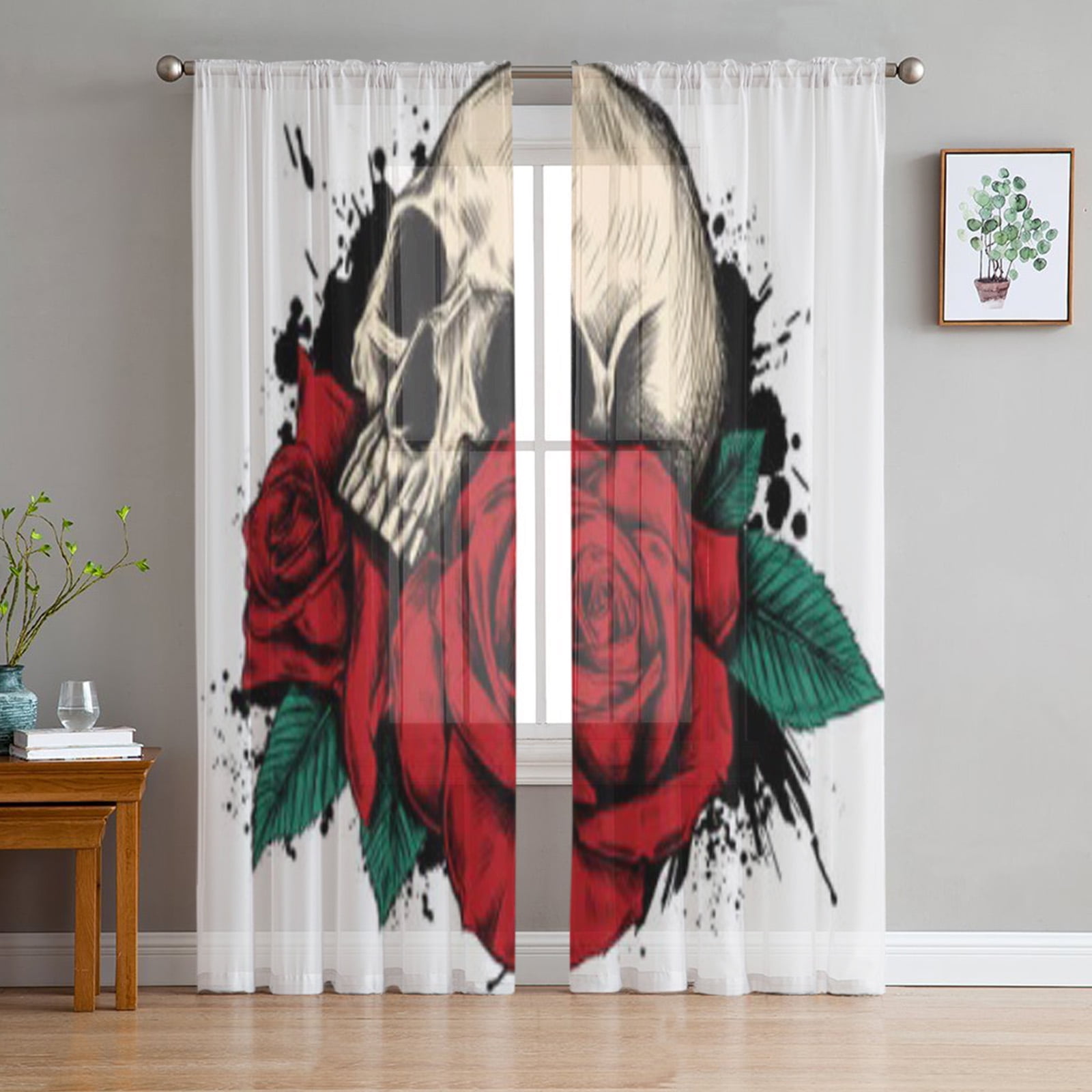 Elegant Spring Floral Bay Window Screening Curtains Drape Panel Sheer Tulle For Living Room ...