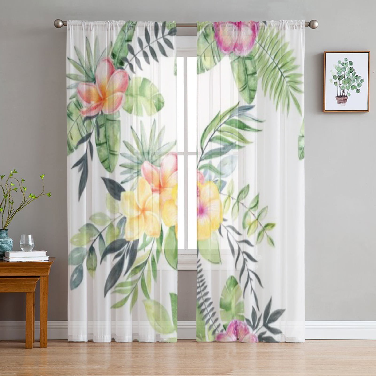 Elegant Spring Floral Bay Window Screening Curtains Drape Panel Sheer ...