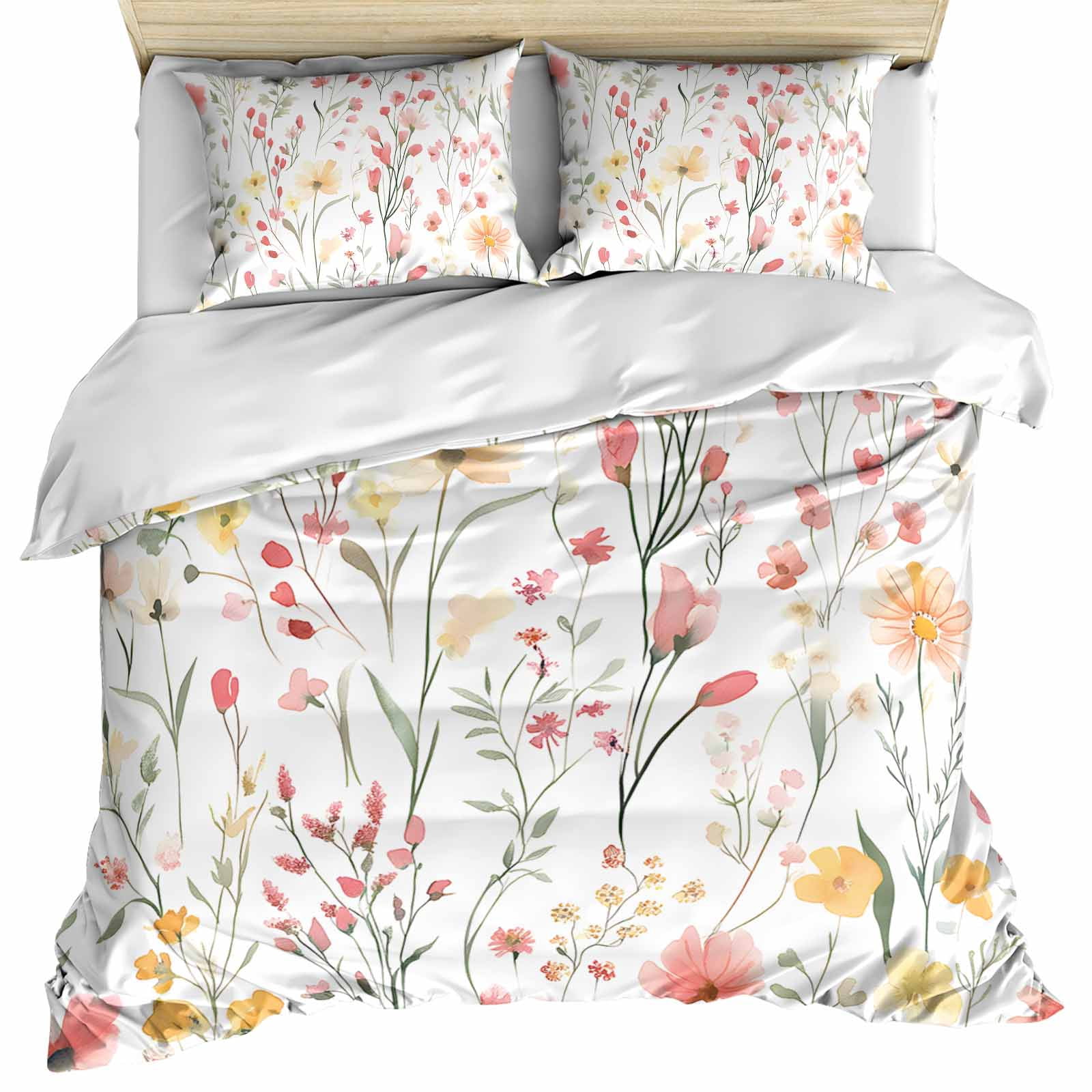 Elegant Spring Floral Bedding 3 Piece Duvet Cover Set Queen Size ...