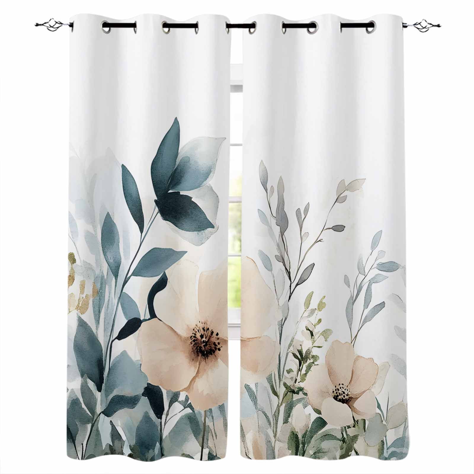 Elegant Spring Floral Blackout Curtains for Bedroom/Living Room ...