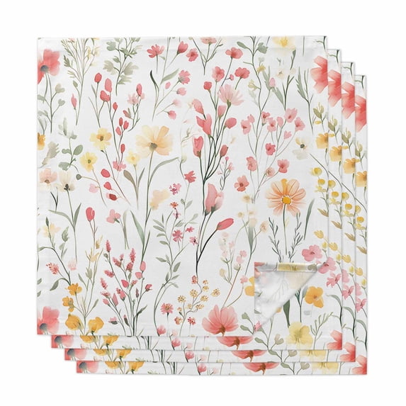 Elegant Spring Floral Cloth Napkins, Botanical Summer Flowers Washable ...