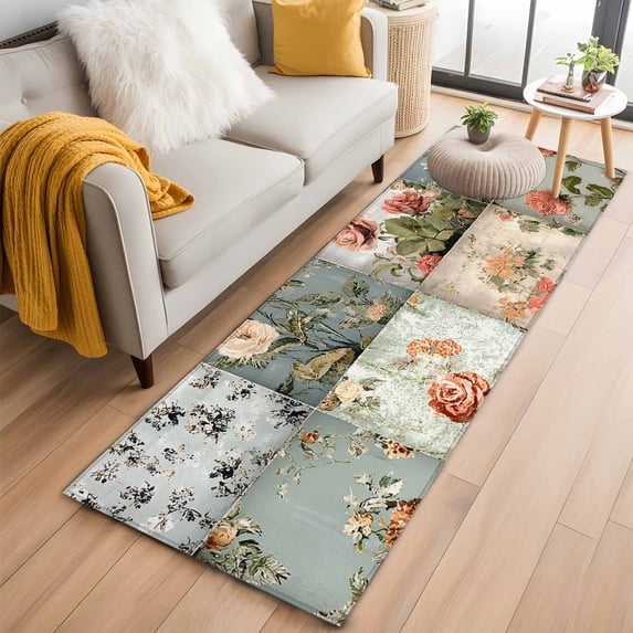 Elegant Spring Floral Runner Rug 2x6 FT,Non Slip Hallway Rugs,Farmhouse ...