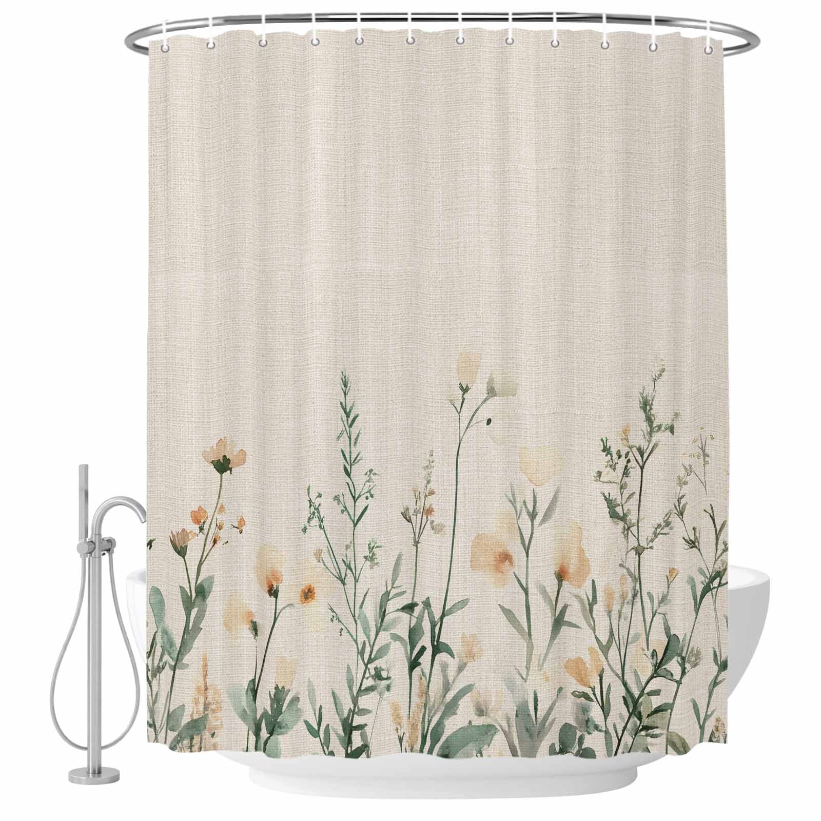 Elegant Spring Floral Shower Curtain Set - Standard 72" x 72" Washable ...