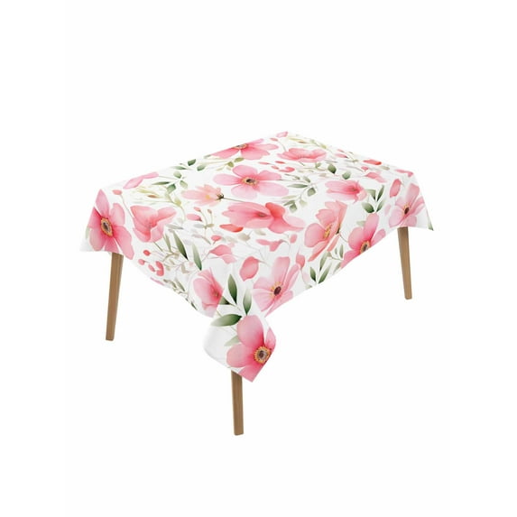 Elegant Spring Floral Table Cloth, Pink Flower Summer Botanical ...