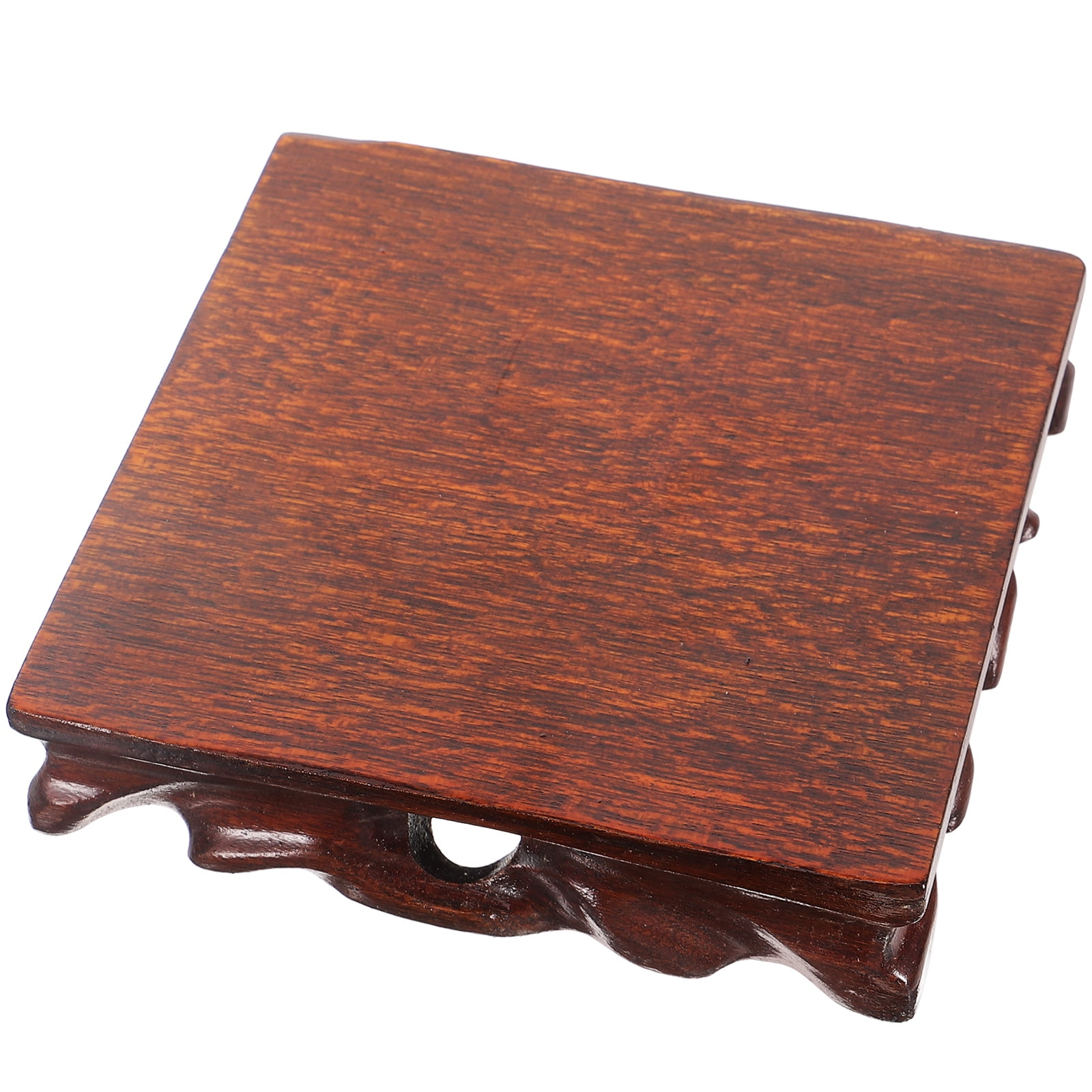 Elegant Square Base Vase Wood Display Risers Statue Stand Buddha Solid ...