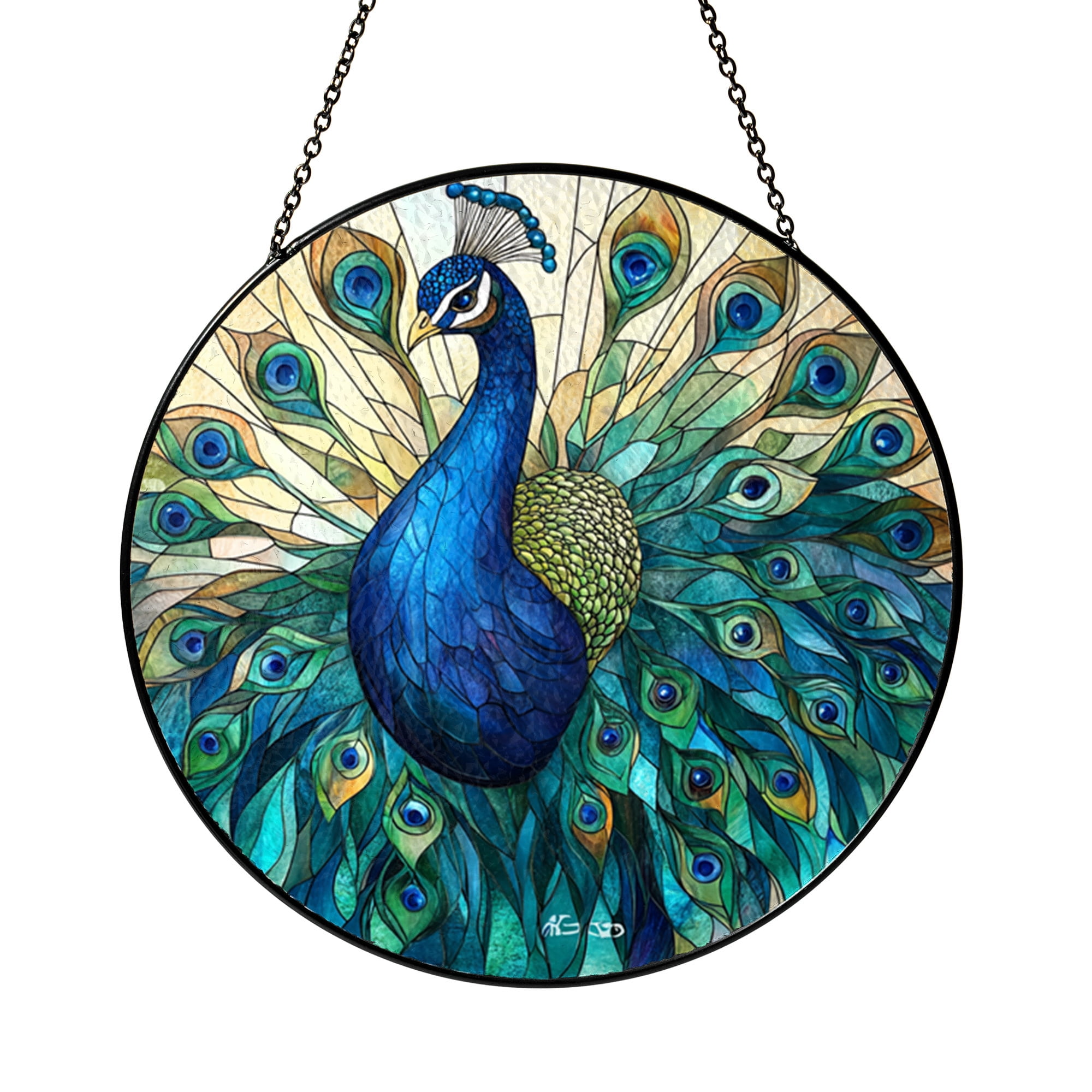 Elegant Stained Glass Peacock Window Art, Vibrant Decorative Panel with ...