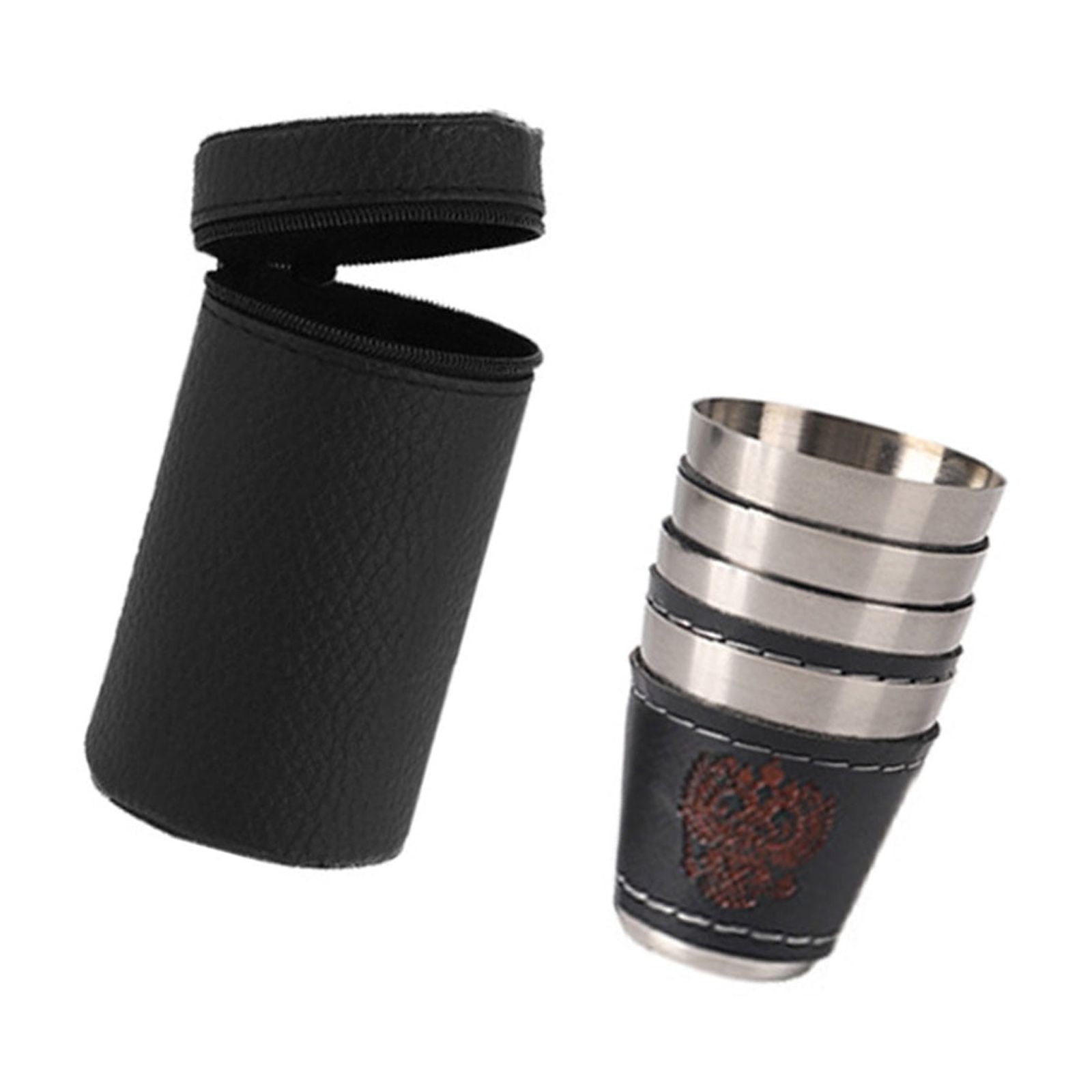 Elegant Steel Shot Glasses with Leather Case, 30/70/180ml, Cups for ...