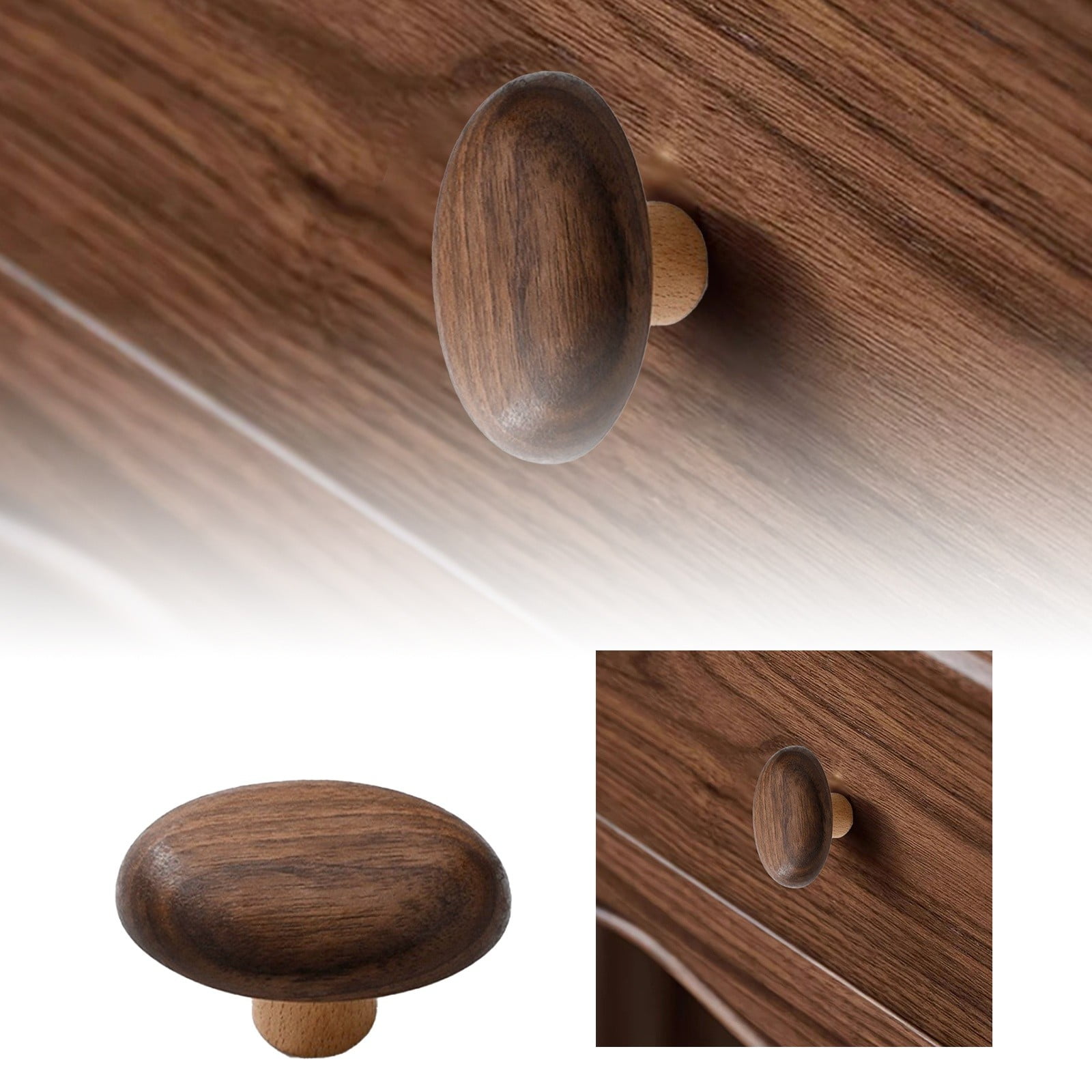 Elegant Stone Pebble Shaped Wooden Drawer Pulls for Furniture Cabinet ...