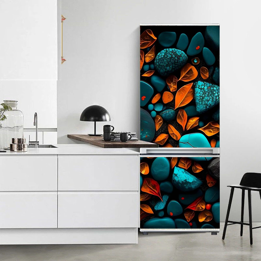 Elegant Stone Refrigerator Stickers Abstract Modern Art Fridge Sticker ...