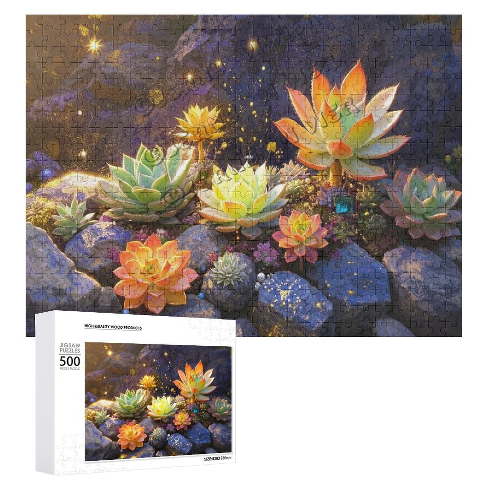 Elegant Succulent Puzzle – 500 pcs Wooden Jigsaw for Adults – Calming ...