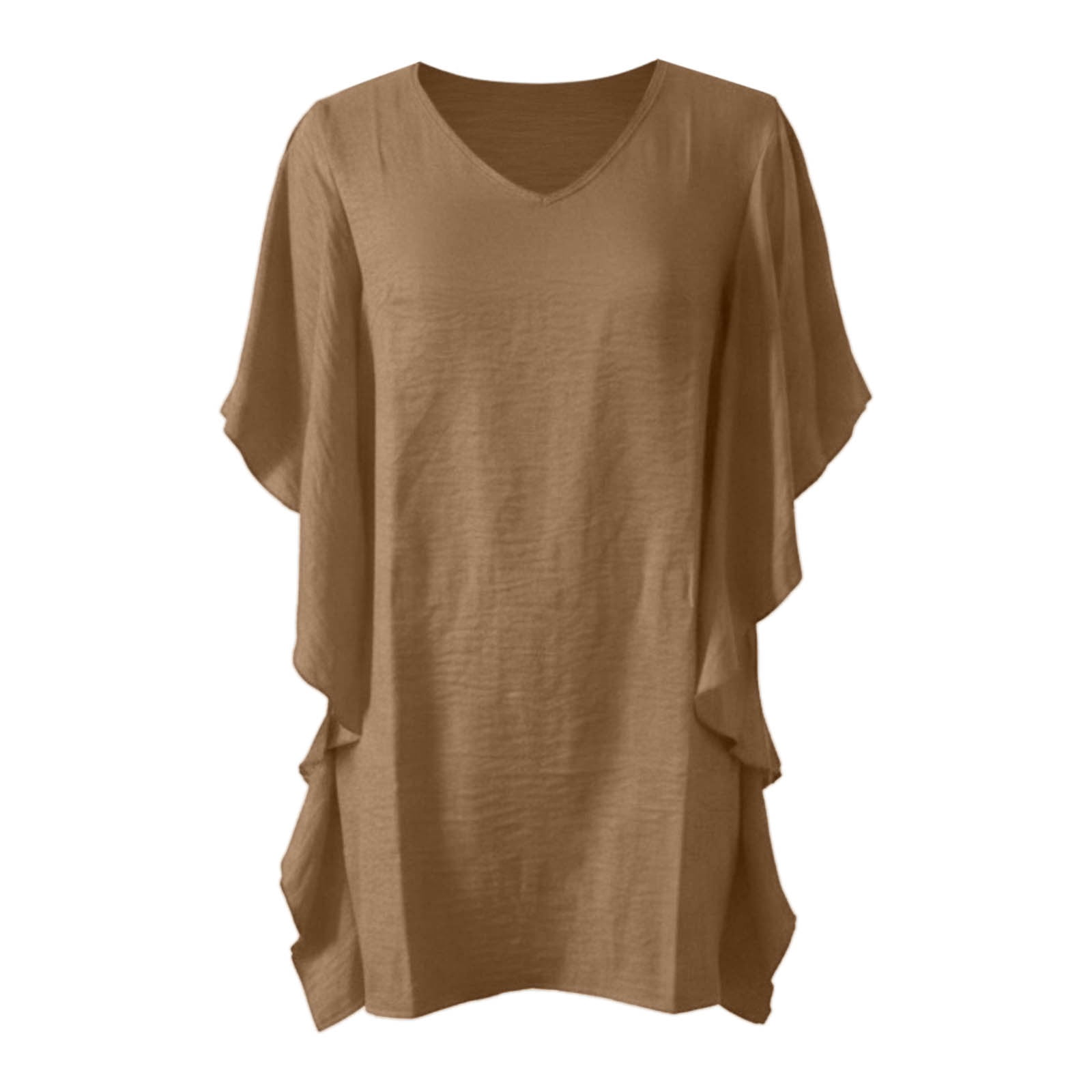 Elegant Summer V-Neck Flowing Dress With Leaf Edge Detail For Women ...