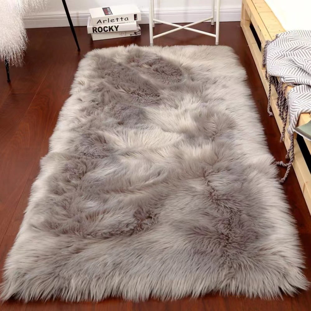Elegant Super Soft Fluffy Area Rug, Faux Sheepskin 100% Acrylic Plush ...