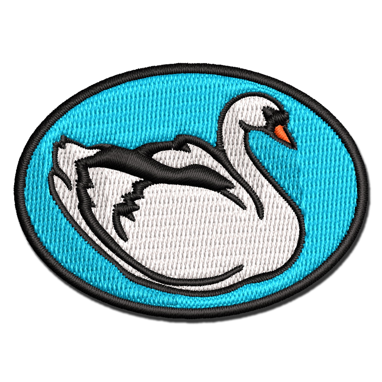 Elegant Swan Bird Applique Multi-Color Embroidered Hook & Loop Patch ...
