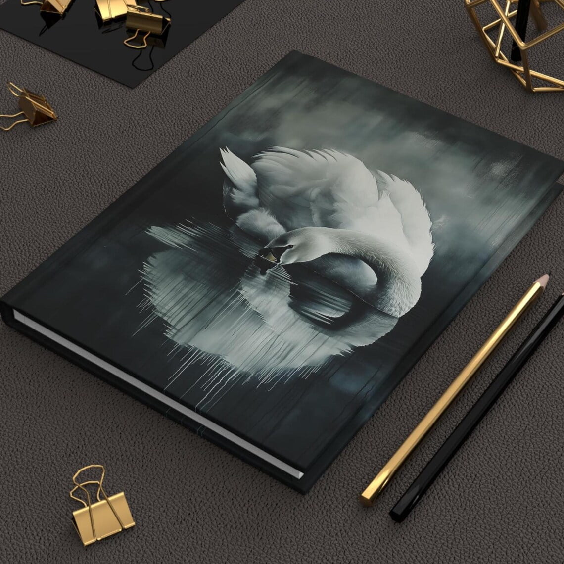 Elegant Swan Journal – Moody Aesthetic Hardcover Notebook With ...