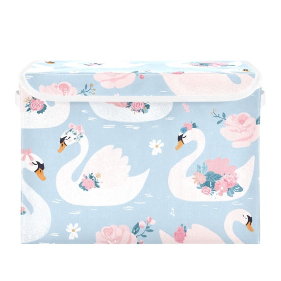 Elegant Swan with Pink Roses Cute Foldable Storage Bins with Lids ...