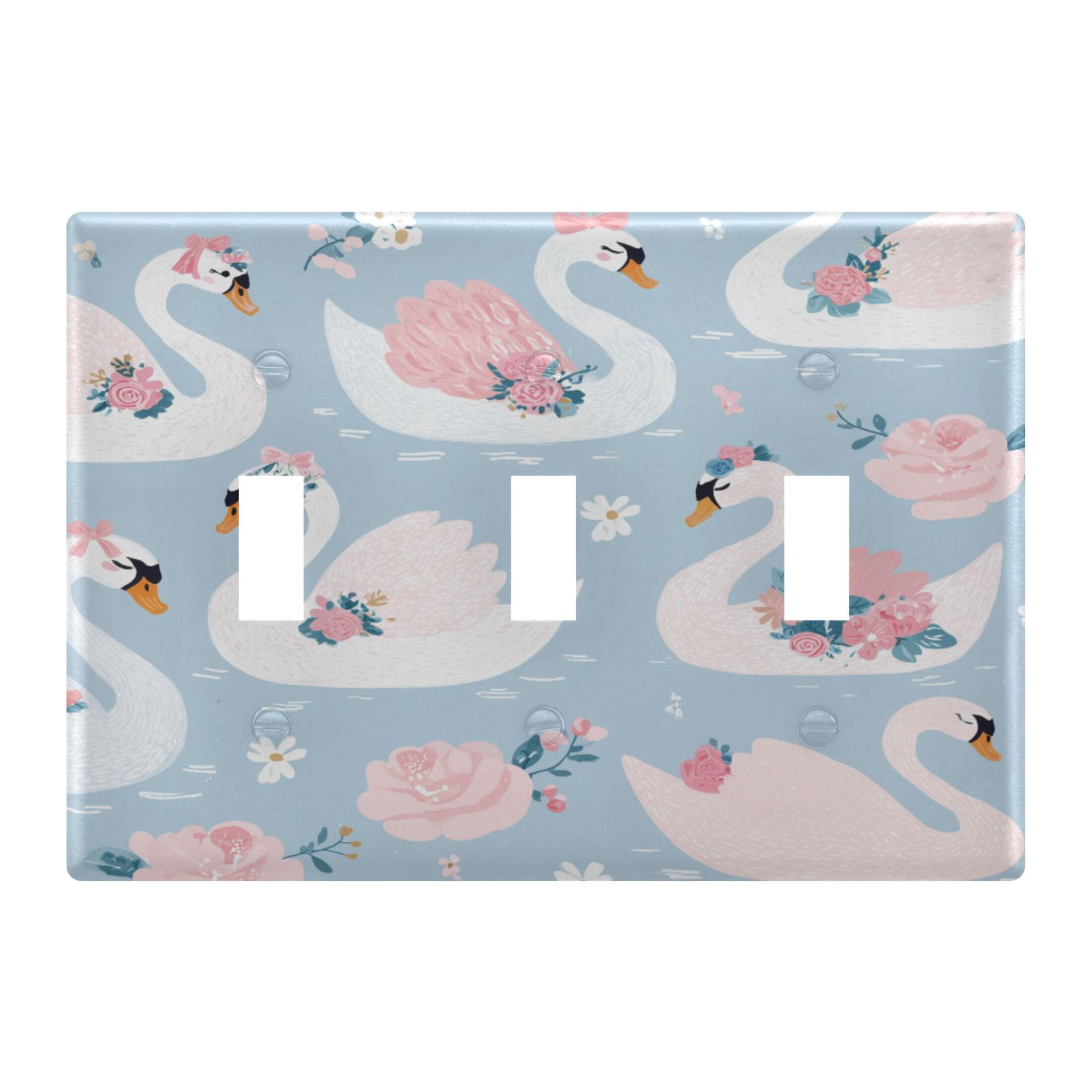 Elegant Swan with Pink Roses Cute Light Switch Cover Electrical Outlet ...