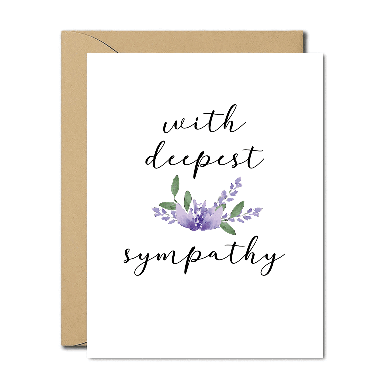 Elegant Sympathy Card – “With Deepest Sympathy” Floral Design – Blank ...
