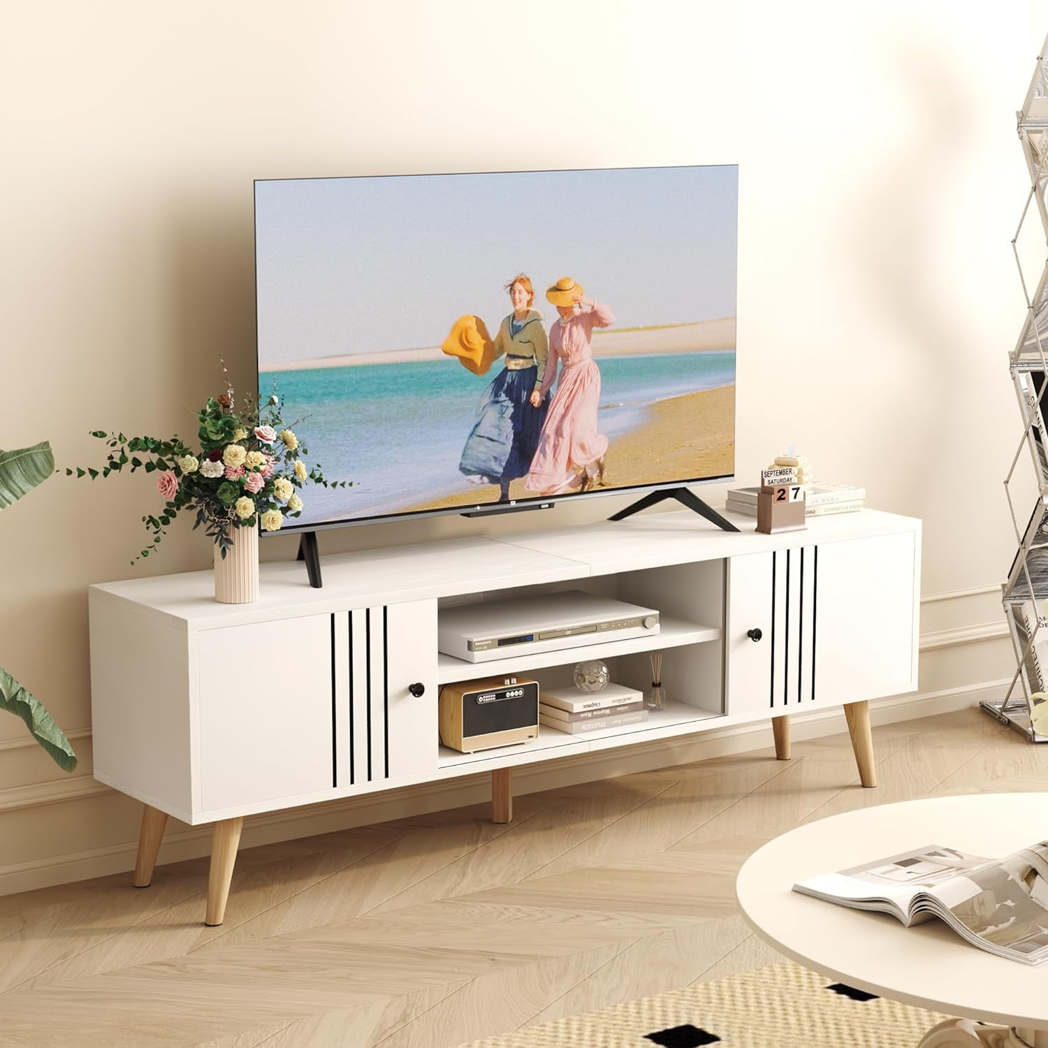Elegant TV Stand for 65 Inch TV,Mid-Century Modern TV Stand with ...
