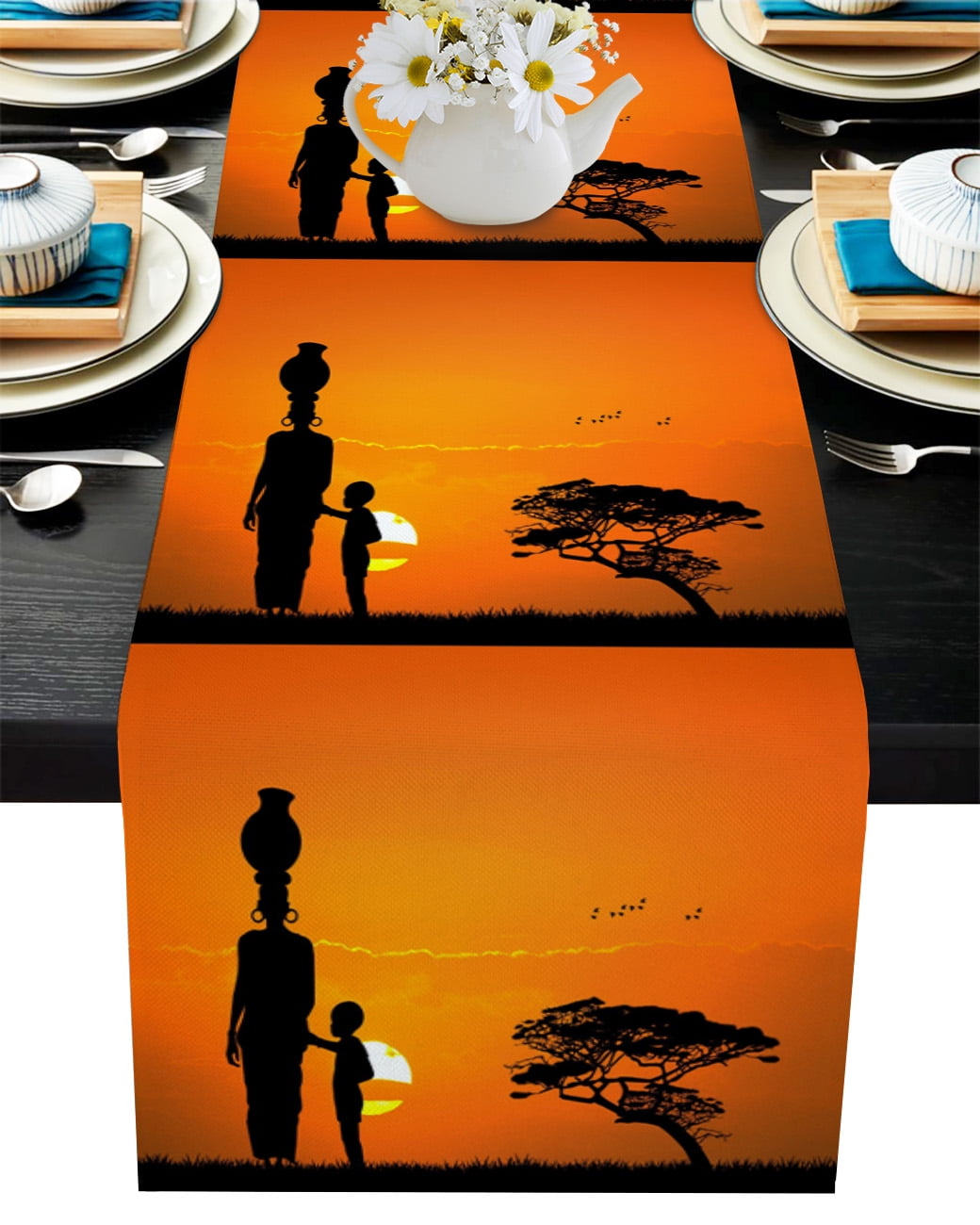 Elegant Table Runner African Woman Tree Table Runner for Dining Table ...