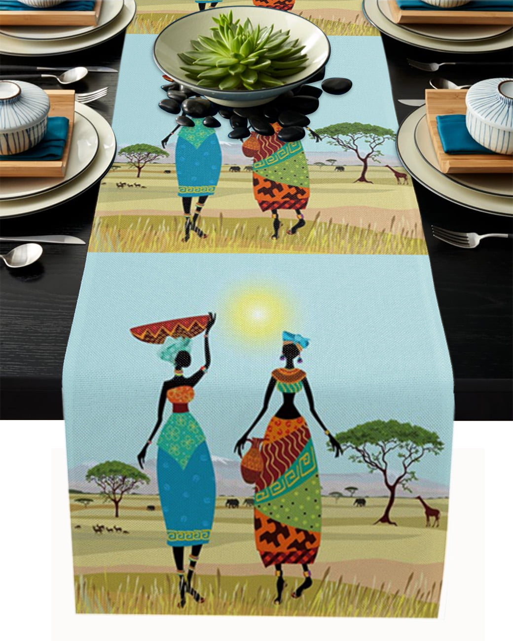 Elegant Table Runner African Woman Tree Table Runner for Dining Table ...