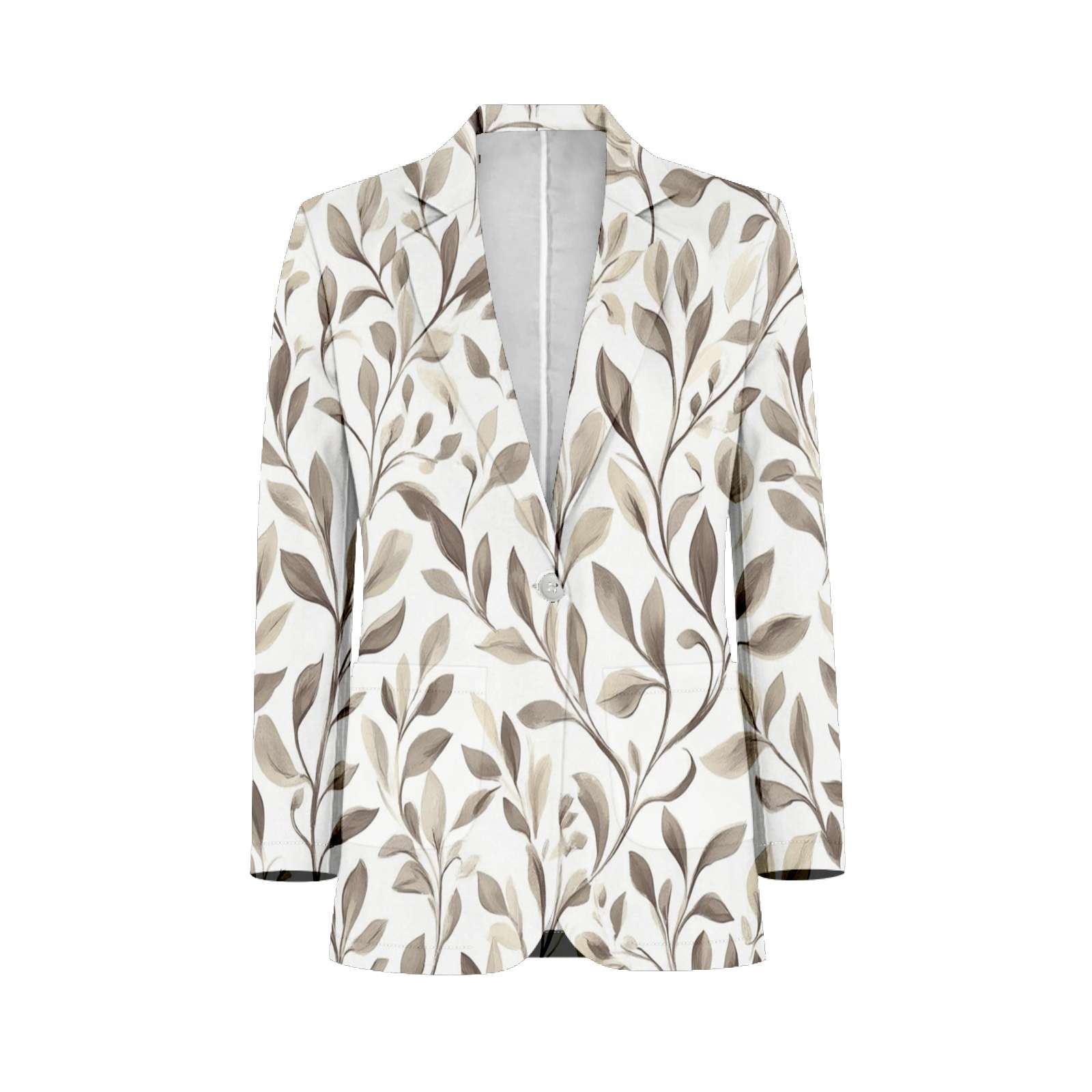 Elegant Taupe Leaf Seamless Pattern Mens Suits Shawl Collar Slim Fit ...
