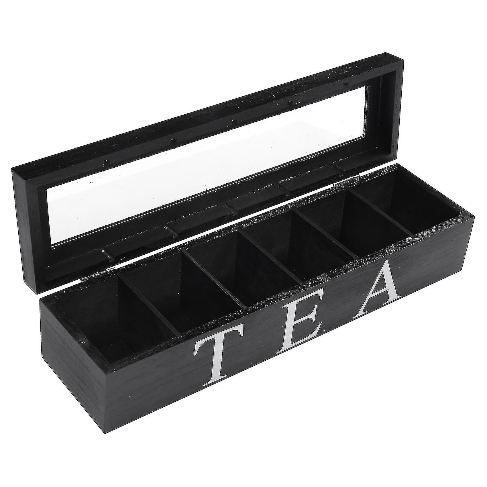 Elegant Tea Time Chest, Pine Wood Storage with Classic Black Finish ...