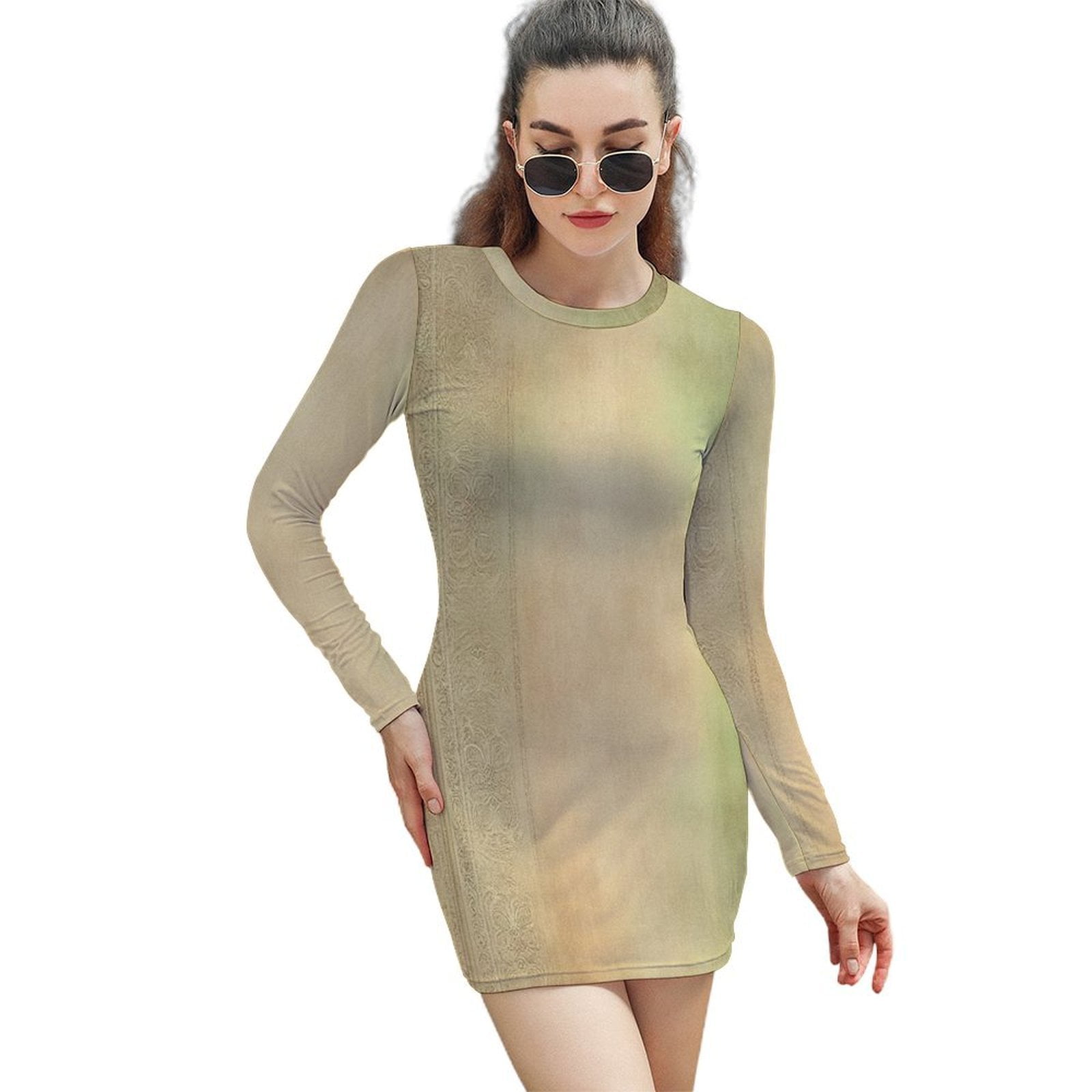 Elegant Textured Pastel Background Women's Long Sleeve Bodycon Dress ...