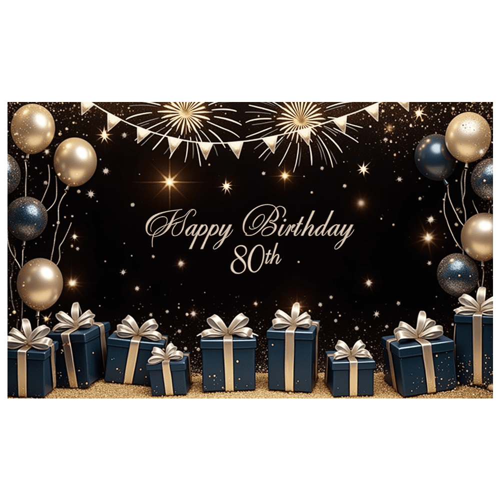 Elegant Theme Happy Birthday Banner Sparkling Design 80th Birthday ...
