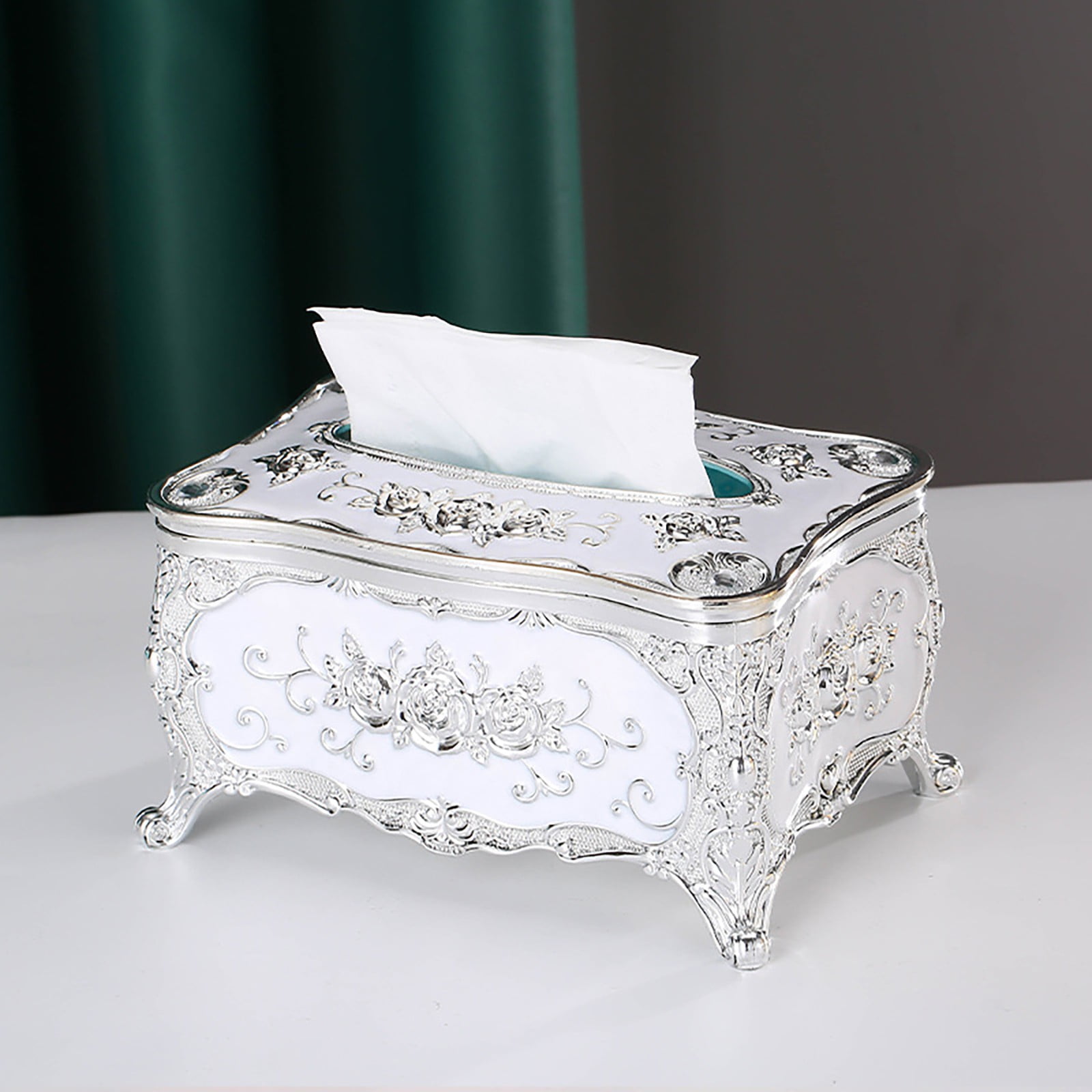 Elegant Tissue Box, White - Vintage Style Tissue Box Storage Light ...